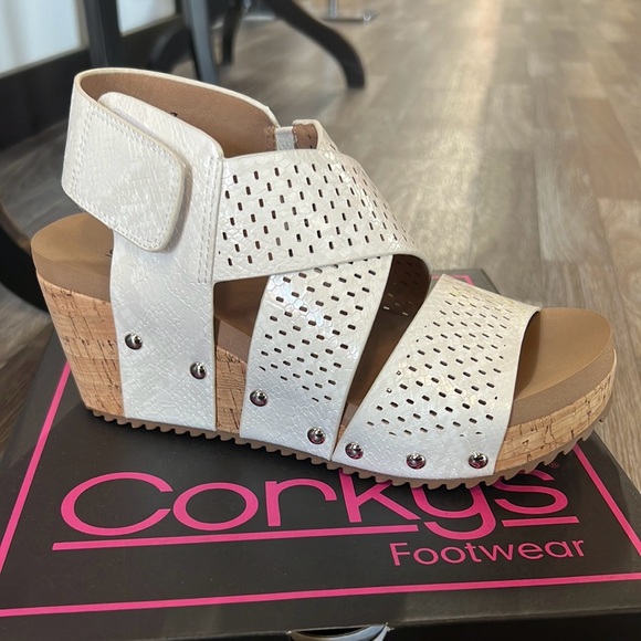 Corkys | Shoes | Guilty Pleasure Ivory Snake Skin Sandals By Corkys | Poshmark
